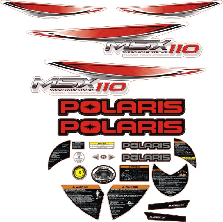 Polaris msx 110 kirmizi Sticker Set - Jetklas.com